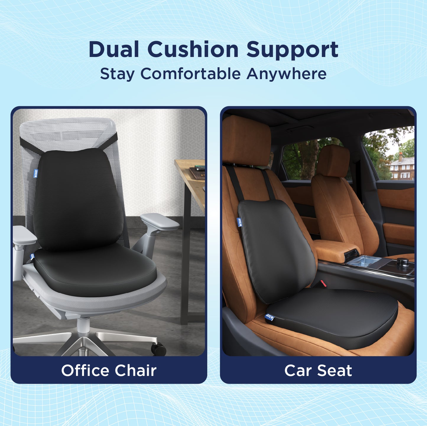 Ortho Cushion Combo – Seat & Back Support for Office & Car
